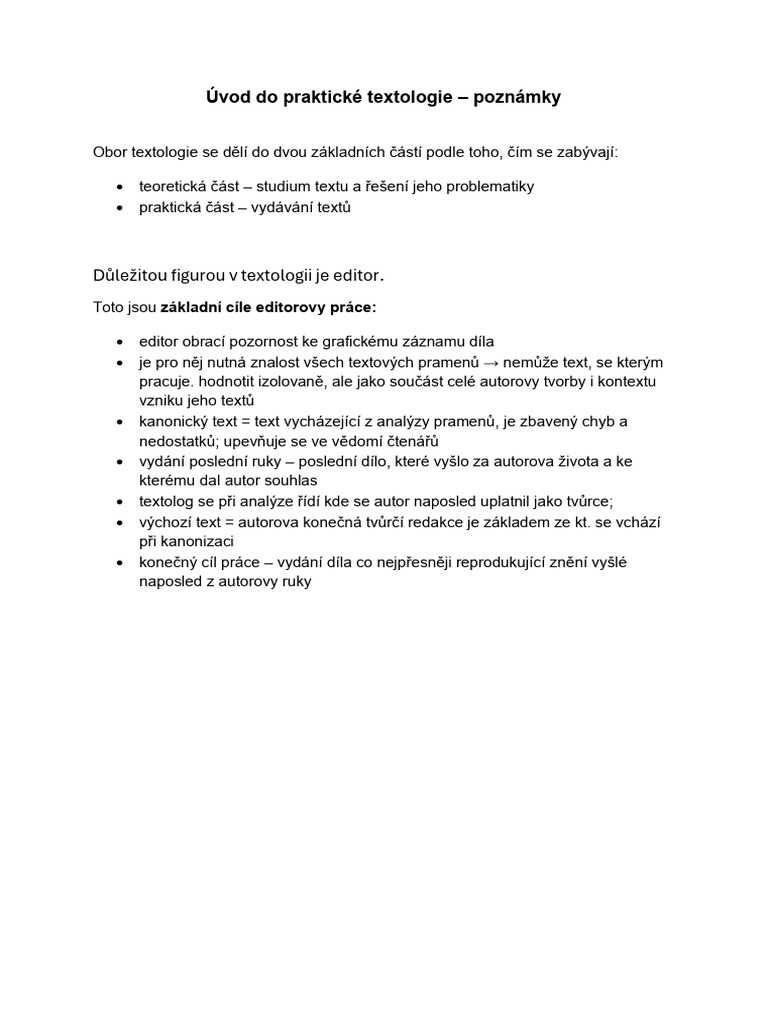 Textologie - poznámky | PDF