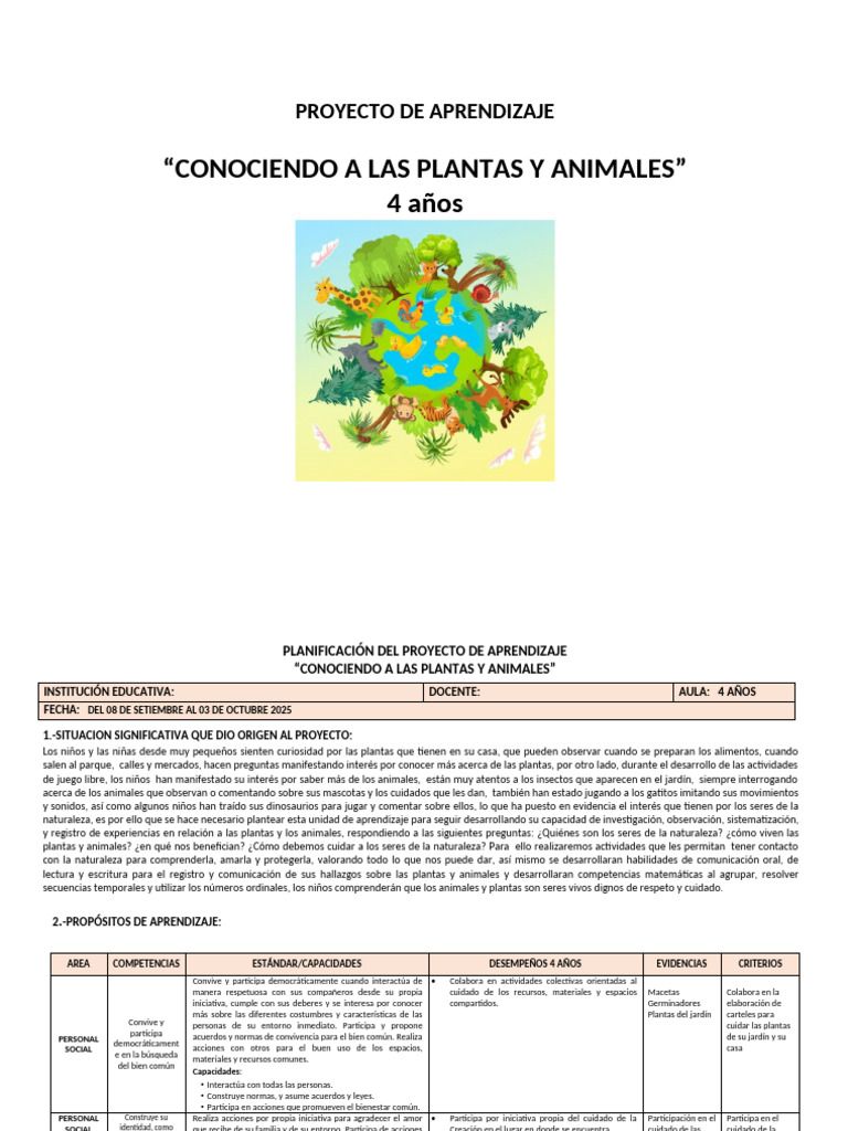 T21 - P. Plantas - 4 Años | PDF | Aprendizaje | Información