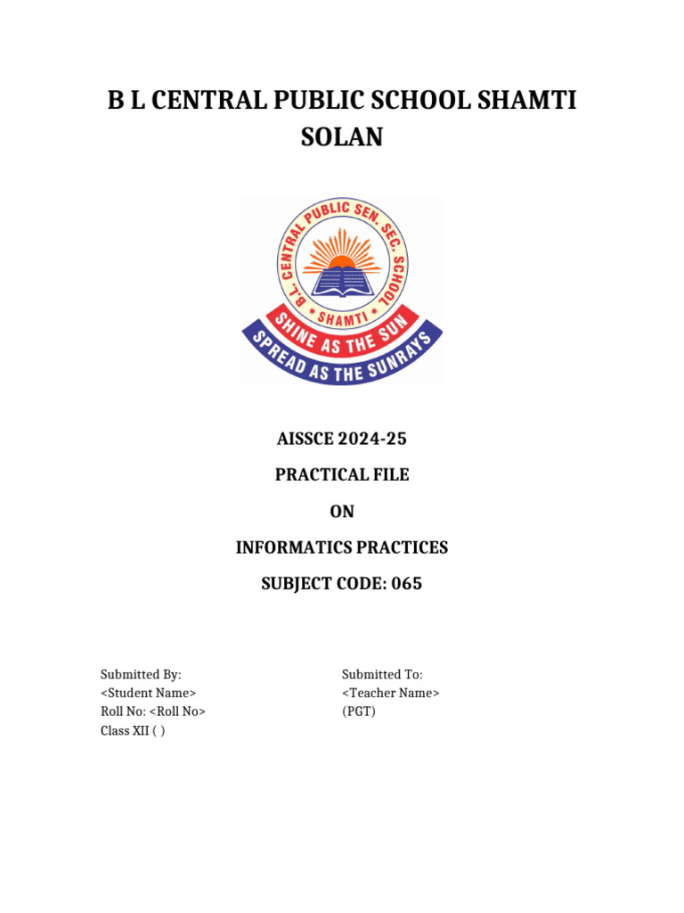 IP Practical File Cover | PDF