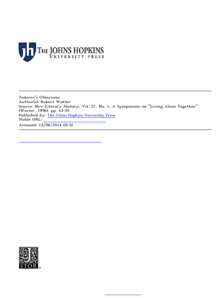 Otherness of Todorov by Robert 2 | PDF | Jean Jacques Rousseau | Georg ...