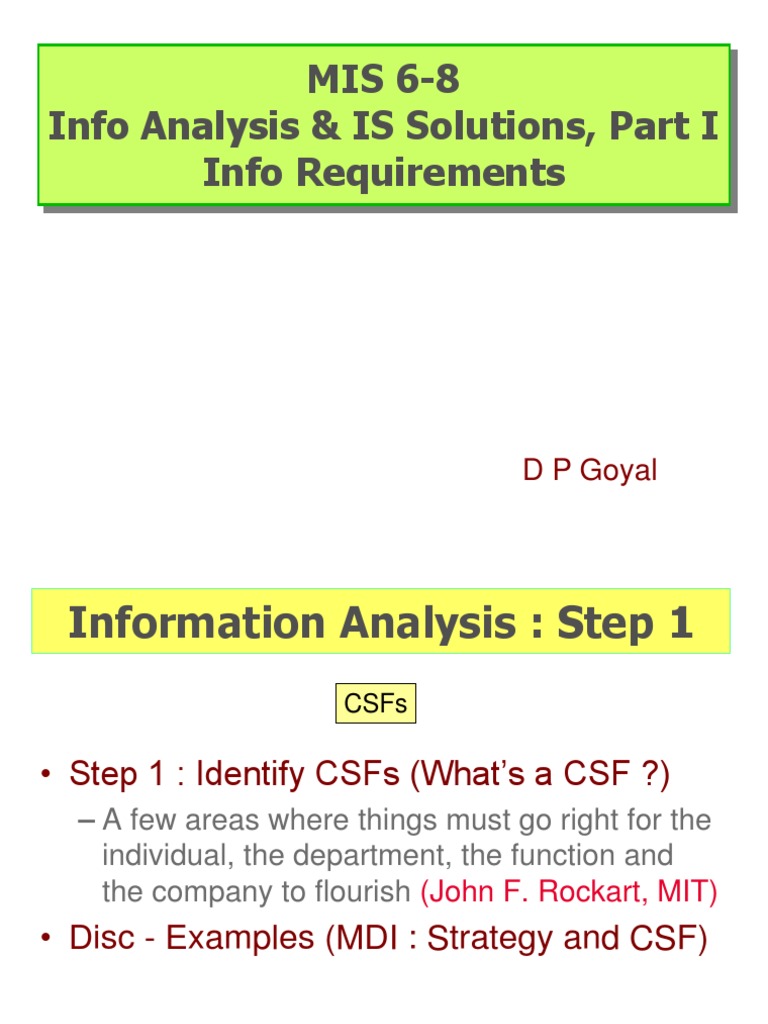 MIS 6-8 Info Analysis & IS Solutions, Part I Info Requirements | PDF ...