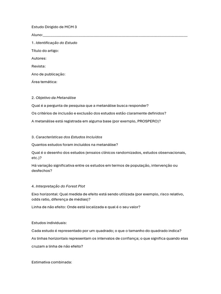 Estudo Dirigido de Metanalise - MCM 3 | PDF