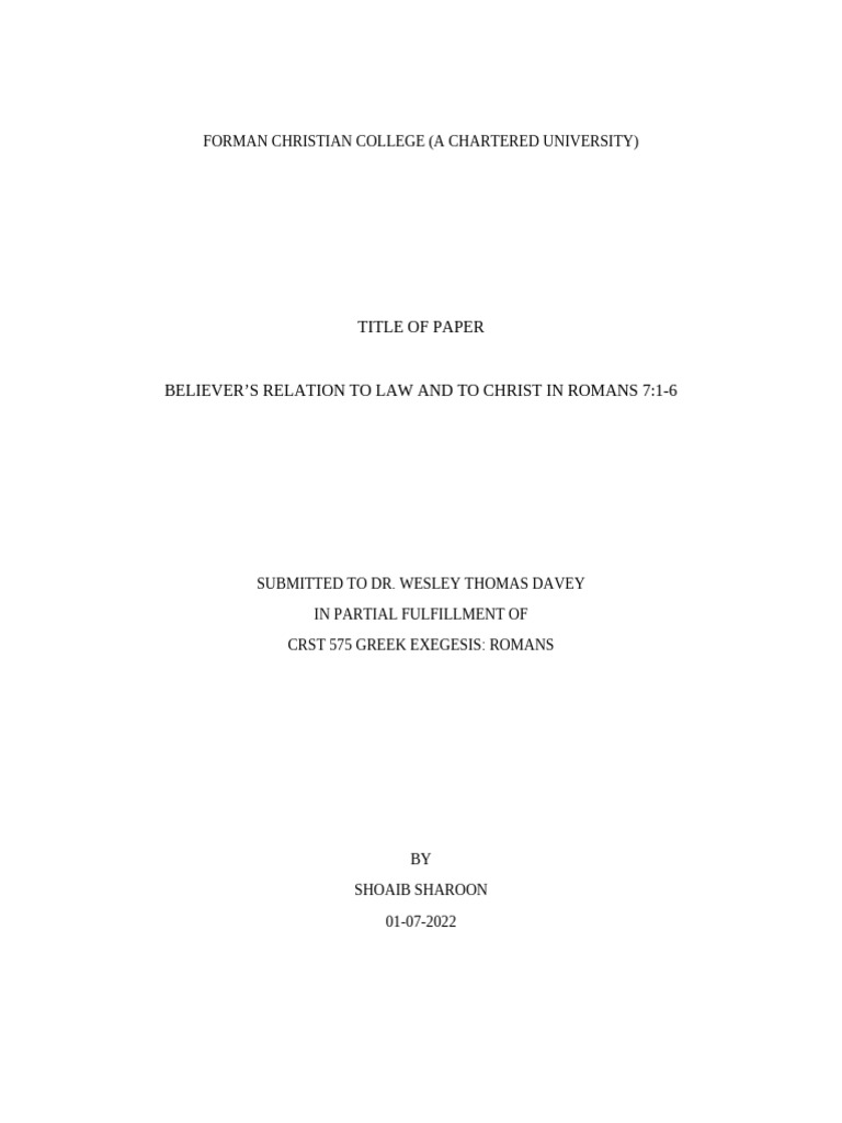 Romans 7 | PDF | Epistle To The Romans | Jesus