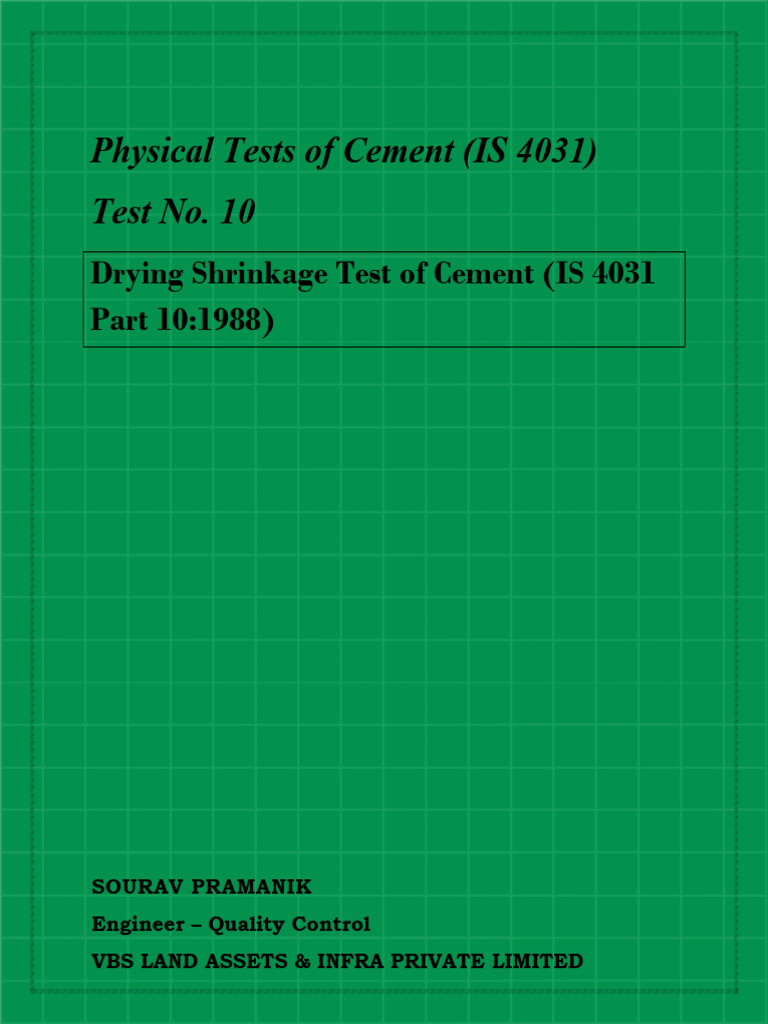 Drying Shrinkage Test of Cement Is 4031 1988 1758473372 | PDF | Cement ...