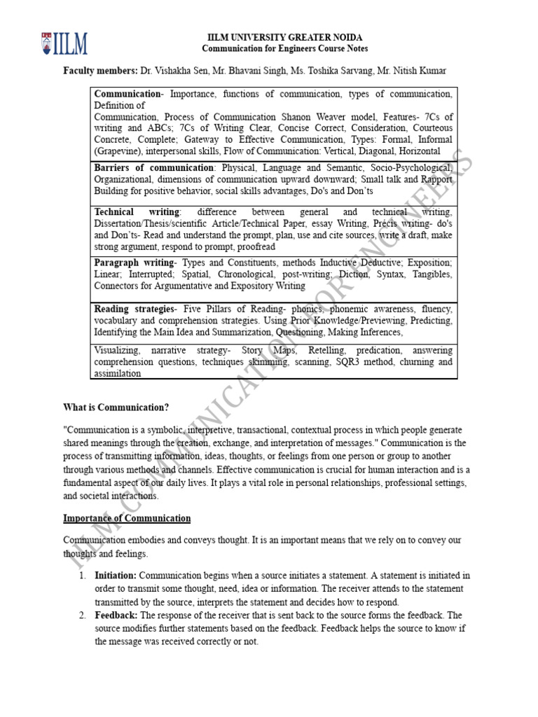 Communication Skills for Engineers | PDF | Communication | Semantics