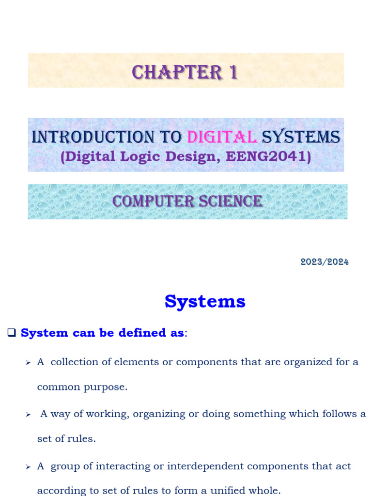 Chapter_1_Introduction_to_Digital_Systems | PDF | Digital Signal | System