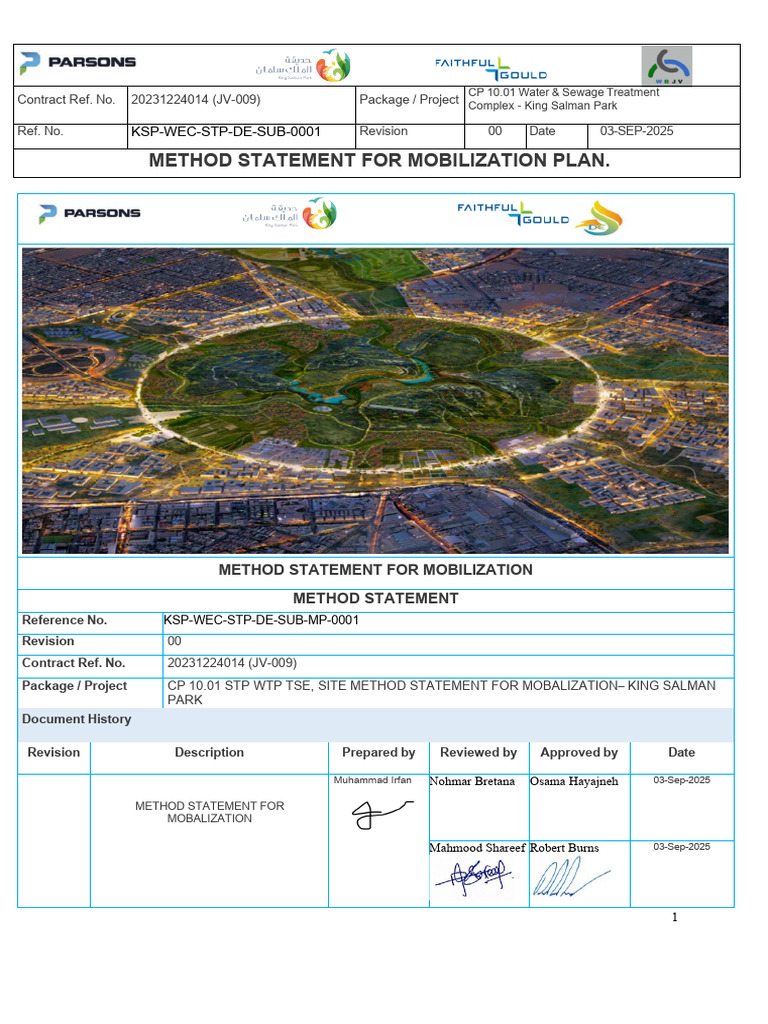 Mobilization Plan Method Statement for STP | PDF | Risk | Safety