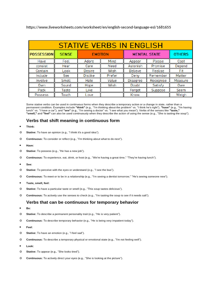 Stative Verbs | PDF