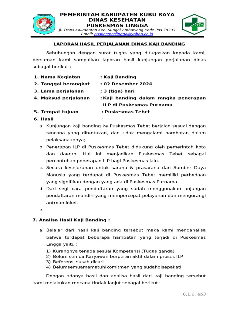 325217532-6-1-6-Ep3-Laporan-Hasil-Perjalanan-Dinas-Kaji-Banding | PDF