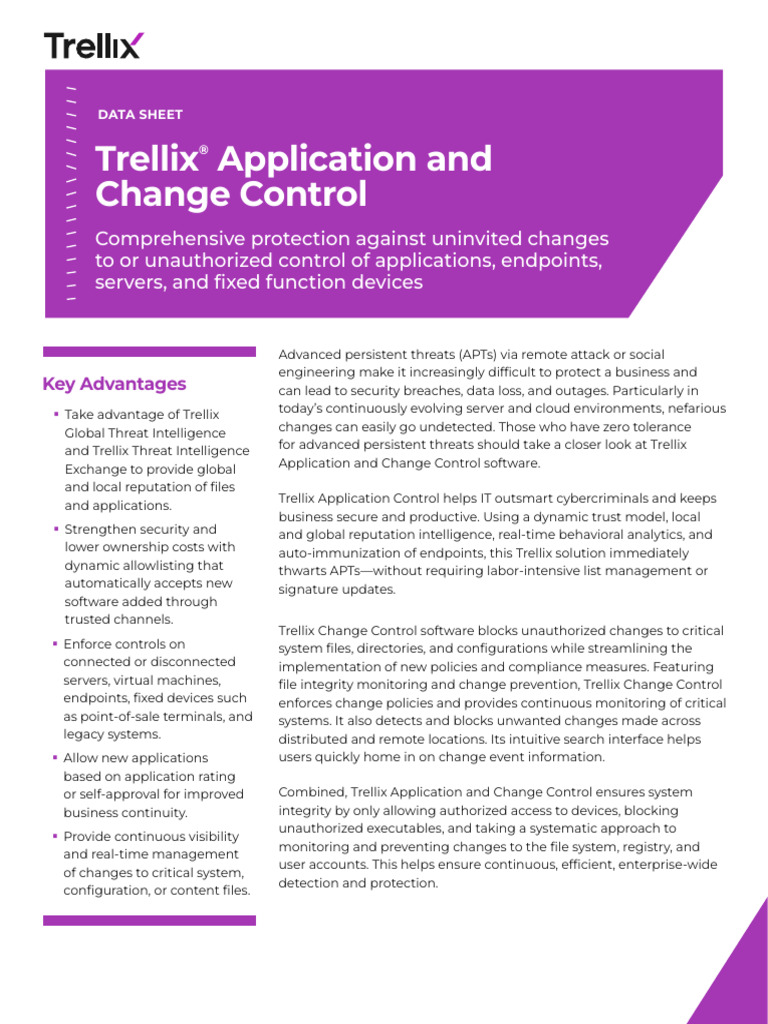 Trellix Application Change Control Datasheet | PDF | Computer Security | Security
