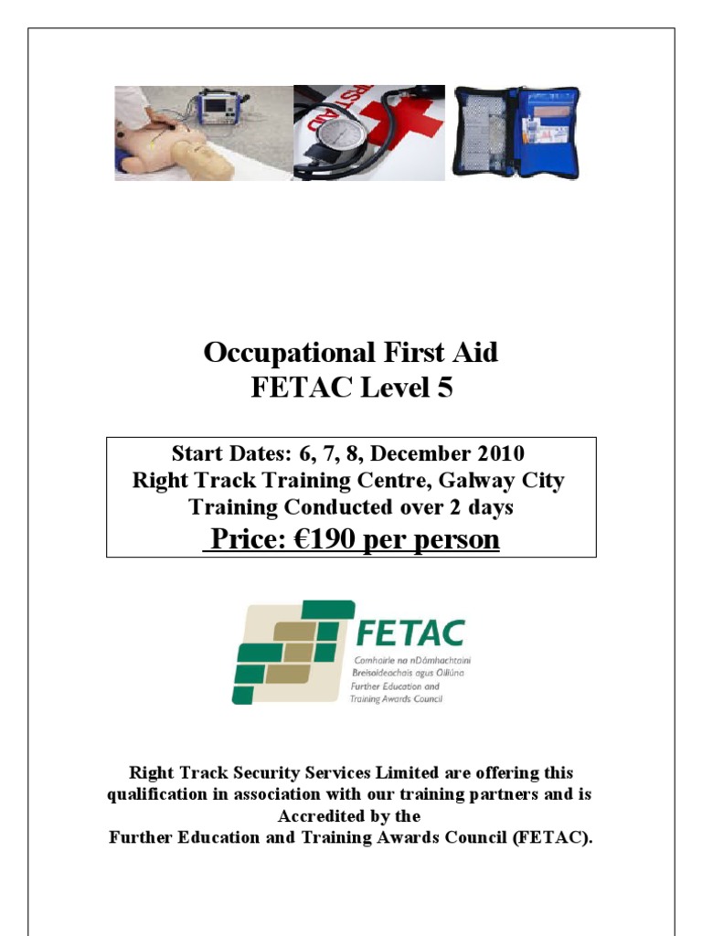 FETAC Level 5 Occupational First Aid Course | PDF | First Aid | Further ...
