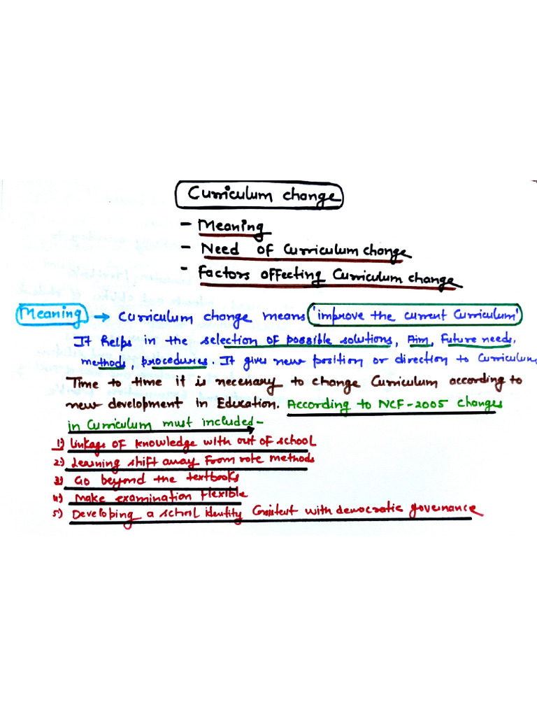Curriculum Change | PDF