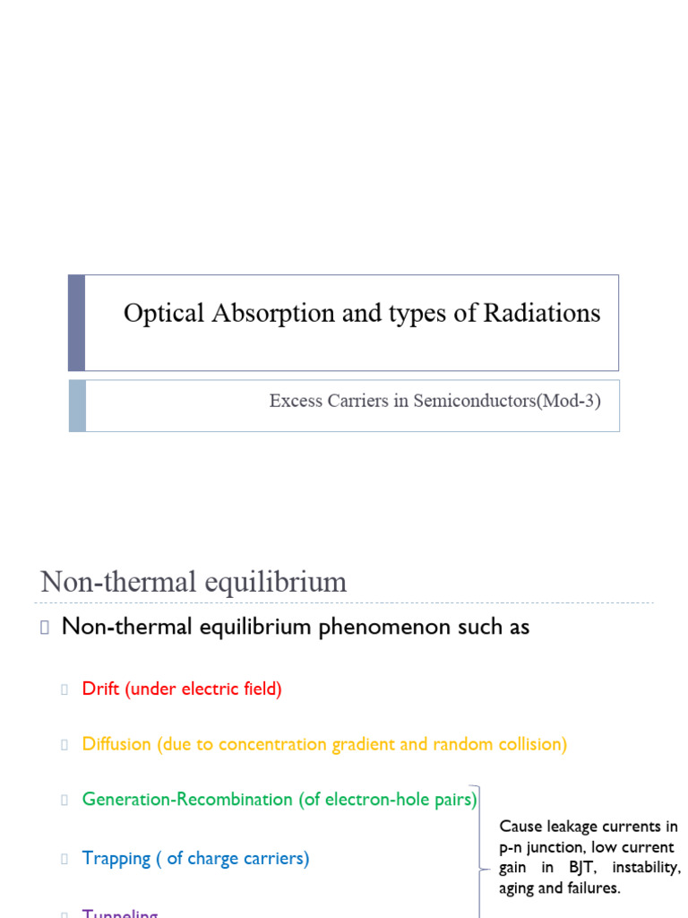Mod 3 - 3 Non-Thermal Equilibrium - Gen-Recomb | PDF | Band Gap ...
