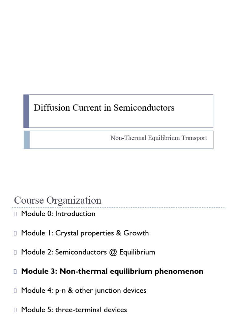 Mod 3 - 2 Non-Thermal Equilibrium Phenomenon (Diffusion) | PDF | Doping (Semiconductor) | Diffusion