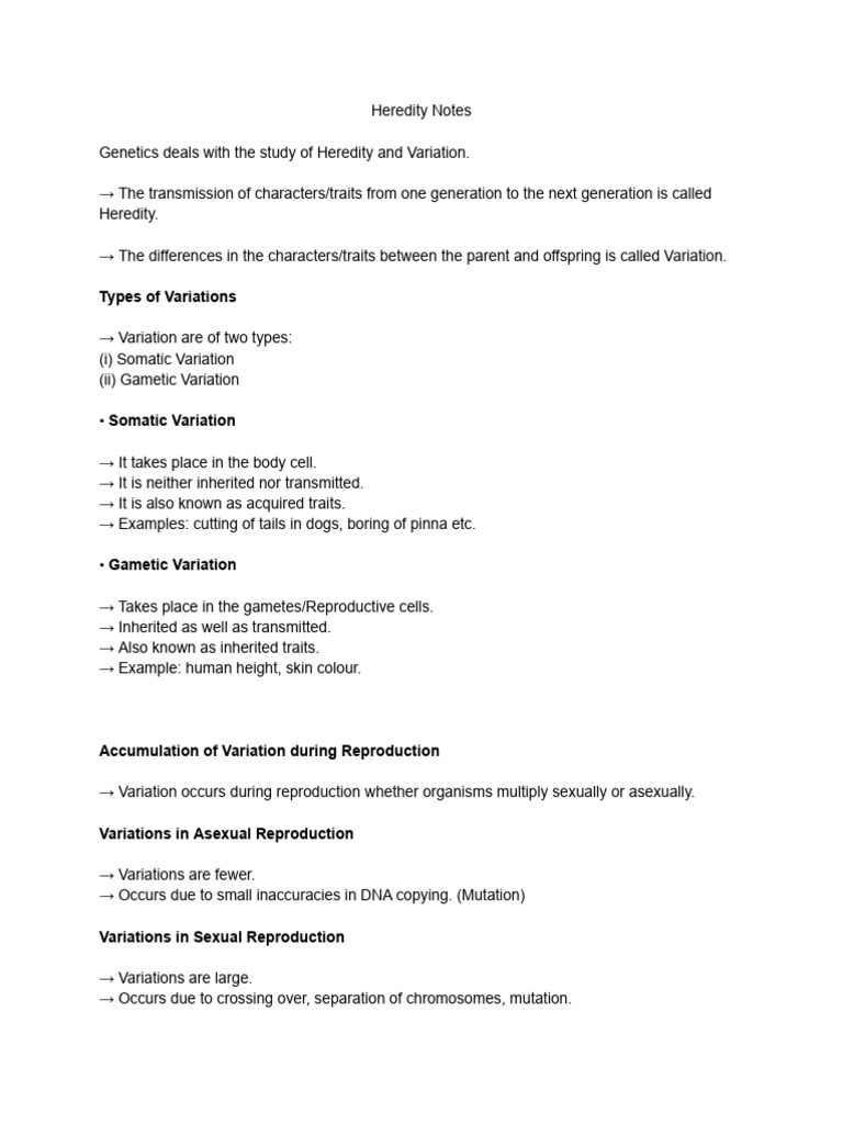 Heredity Notes | PDF | Dominance (Genetics) | Genotype