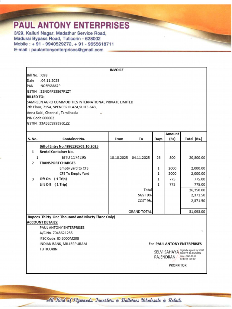 Bill No. 098 (Samreen) | PDF