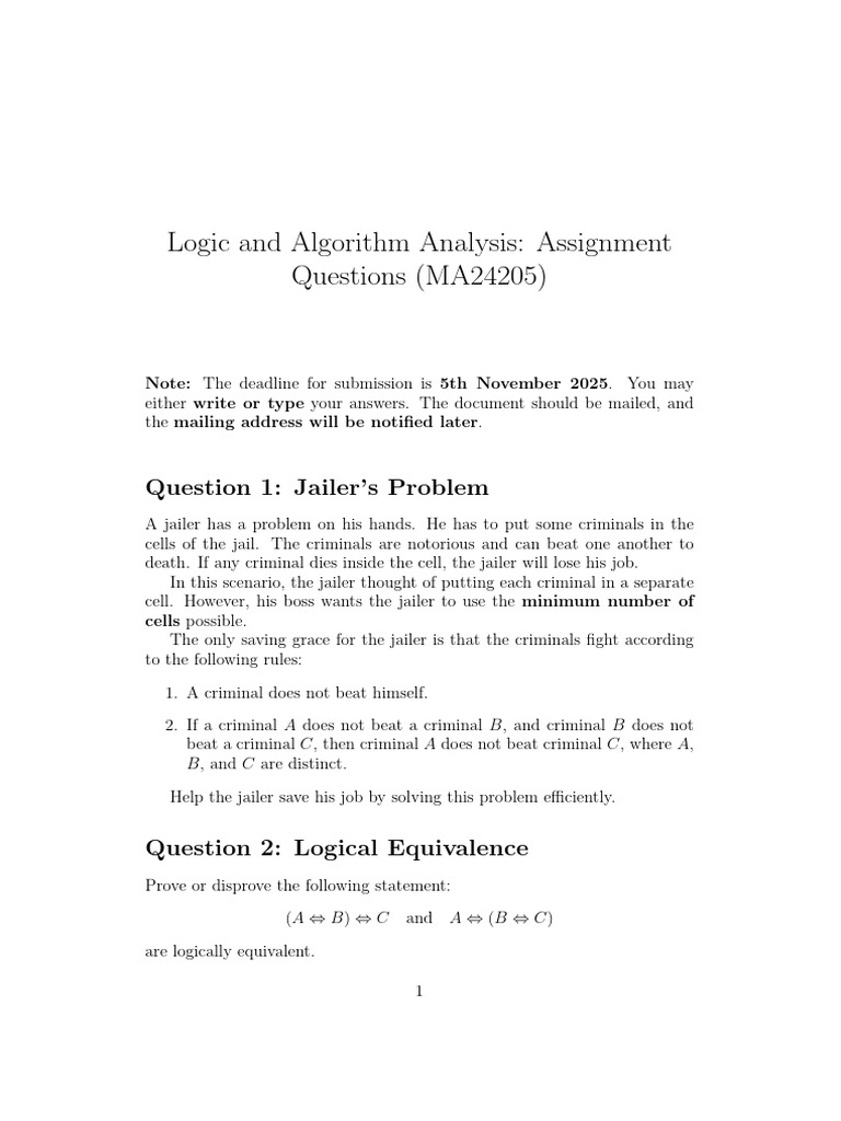Logic and Algorithm Analysis Assignment | PDF