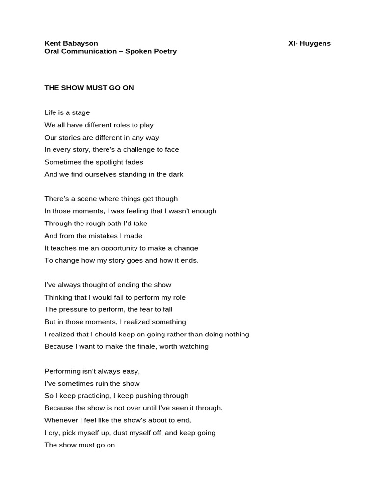 Spoken Poetry Oralcom | PDF