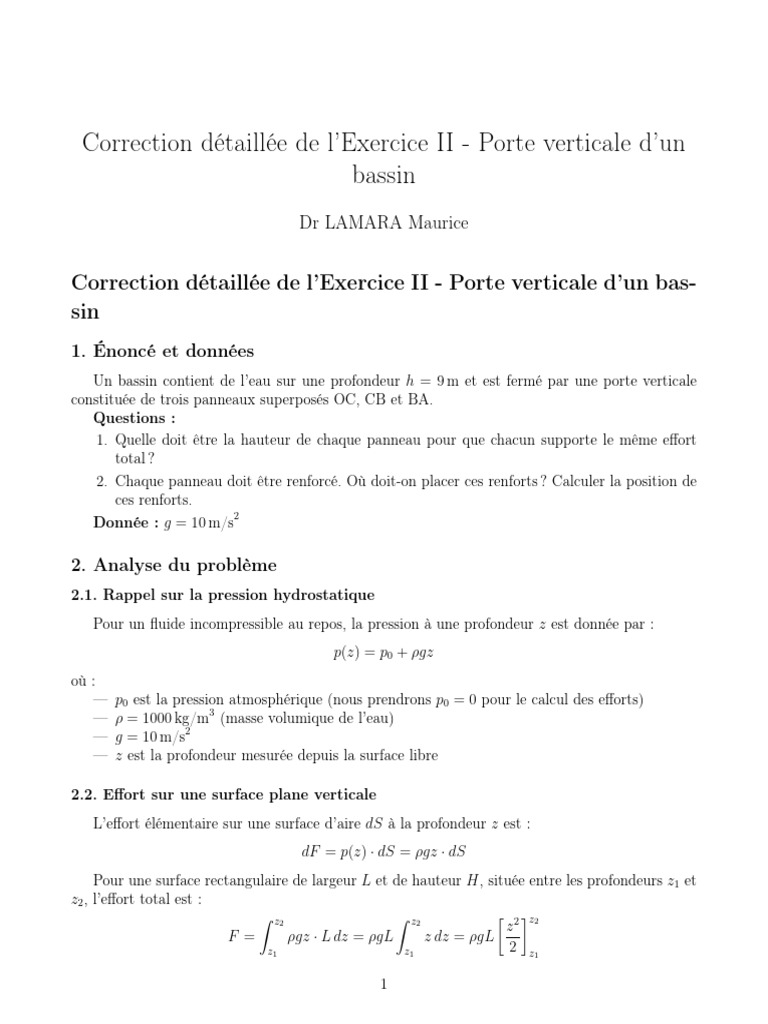Dimensionnement des panneaux d'une porte verticale | PDF | Pression ...