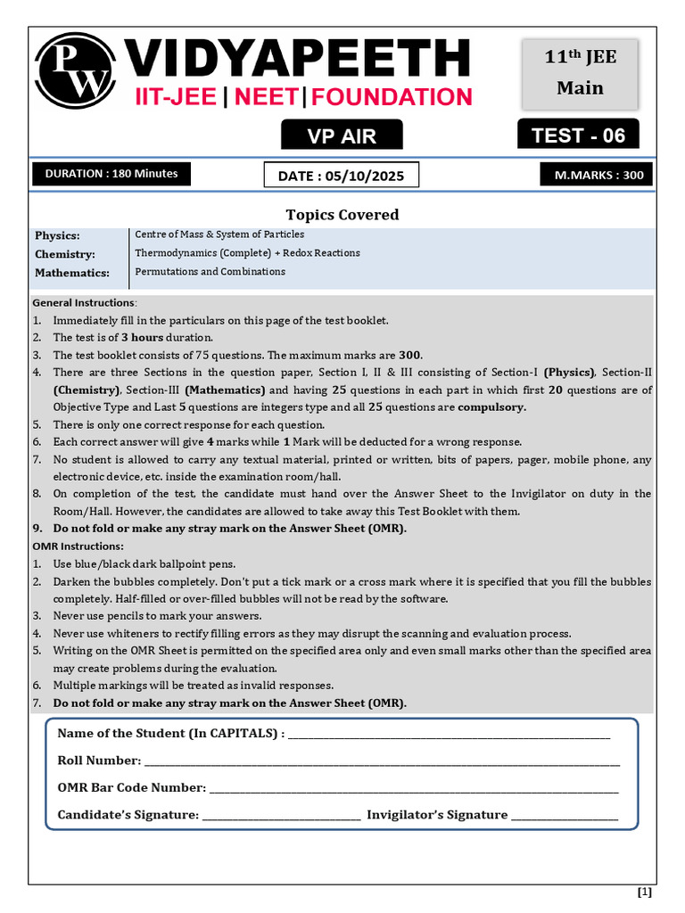 68e33cea7462c46f5d02900d ## VP AIR Part Test 6 Paper Mains Test | PDF ...