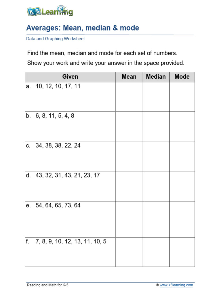 Grade 5 Averages Mean Median Mode B | PDF