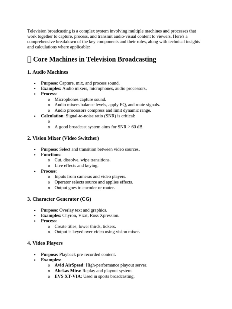 Key Machines in TV Broadcasting Explained | PDF | Synchronization | Video