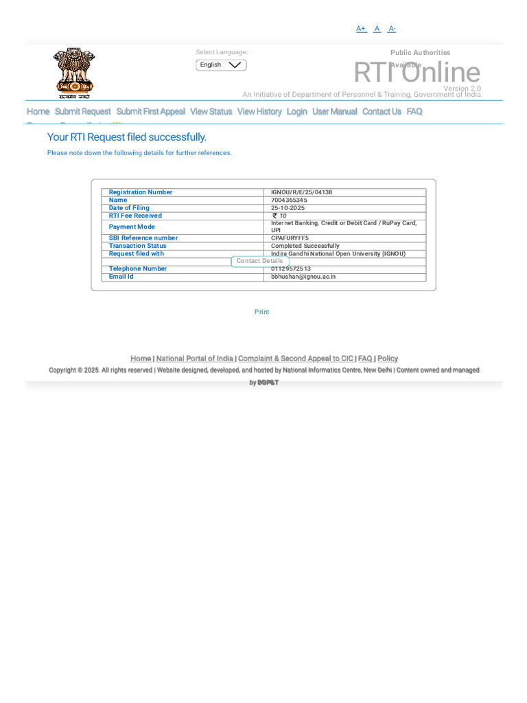 RTI Online - Online RTI Information System | PDF | Service Industries ...