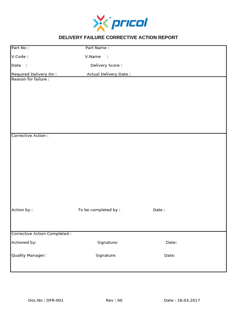 Delivery Failure Capa Format | PDF