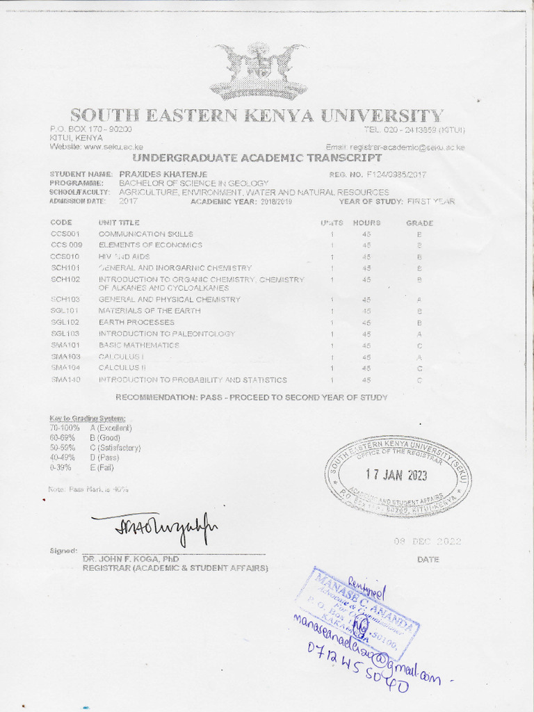 Certified Academic Transcripts | PDF