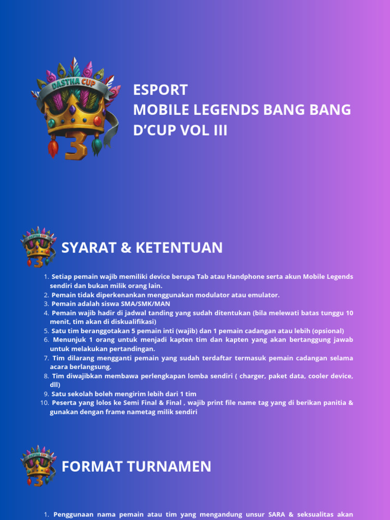 Esport Mobile Legends Bang Bang d’Cup Vol III | PDF