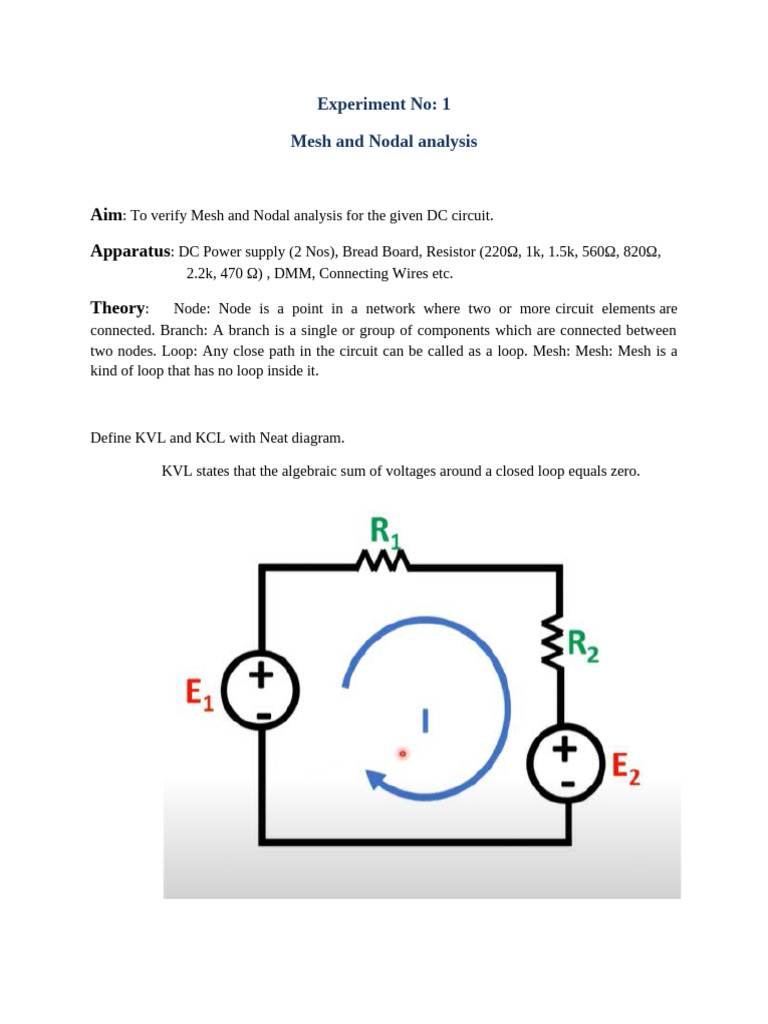 BEE_EXP-1 | PDF | Electrical Network | Electronic Circuits