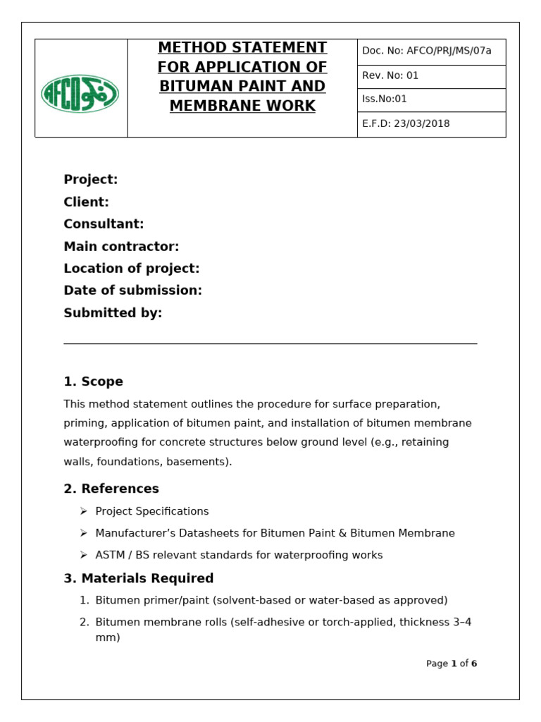 Bitumen Paint and Membrane Application Guide | PDF | Paint | Concrete