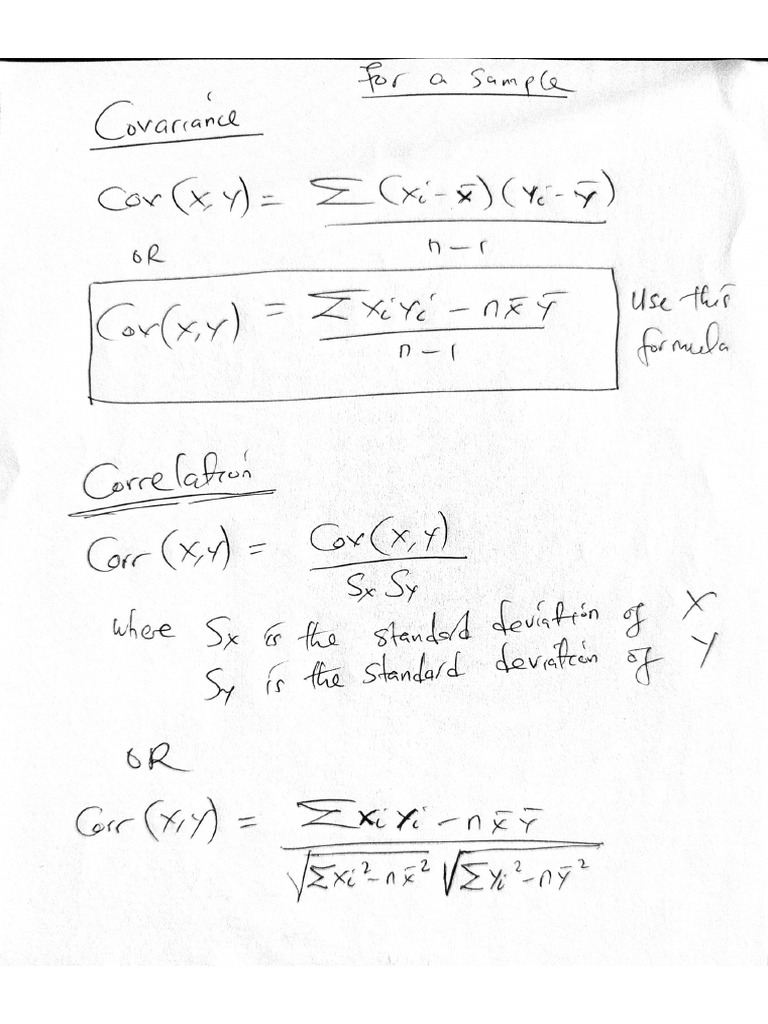 Covariance and Correlation Formula | PDF