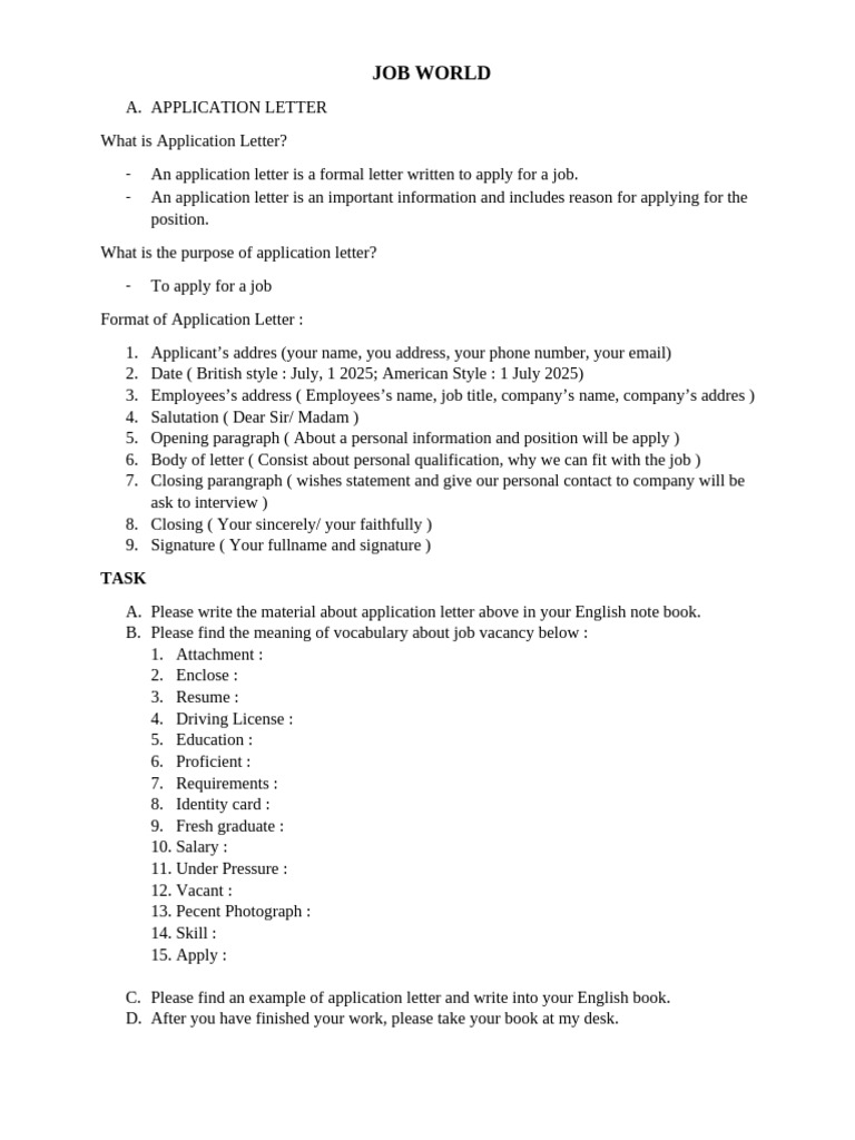 Application Letter Guide and Format | PDF