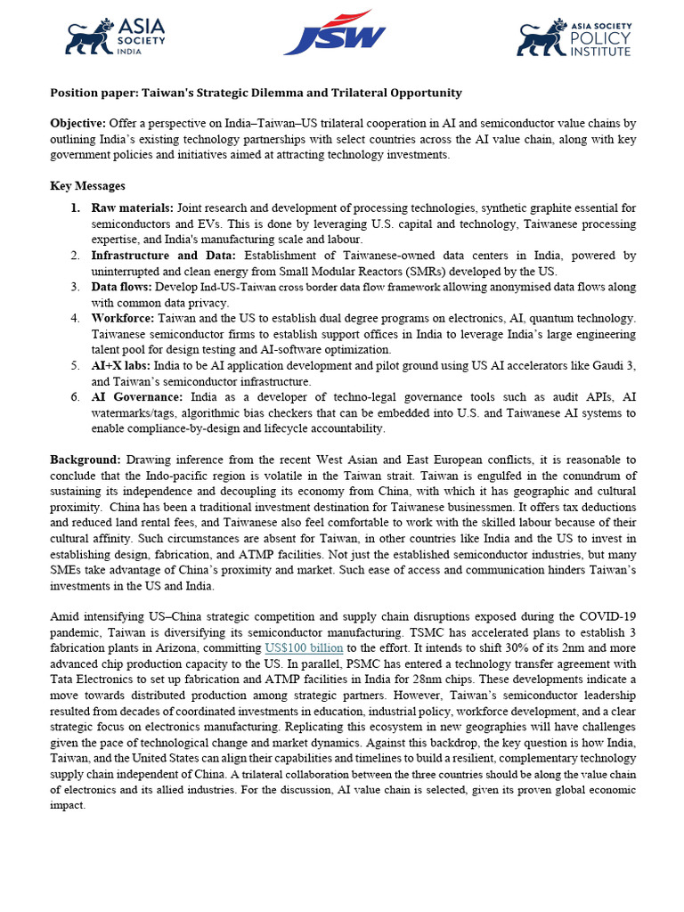 Position Paper - Technology _US-InD-Taiwan Track 2 Dialogue | PDF ...
