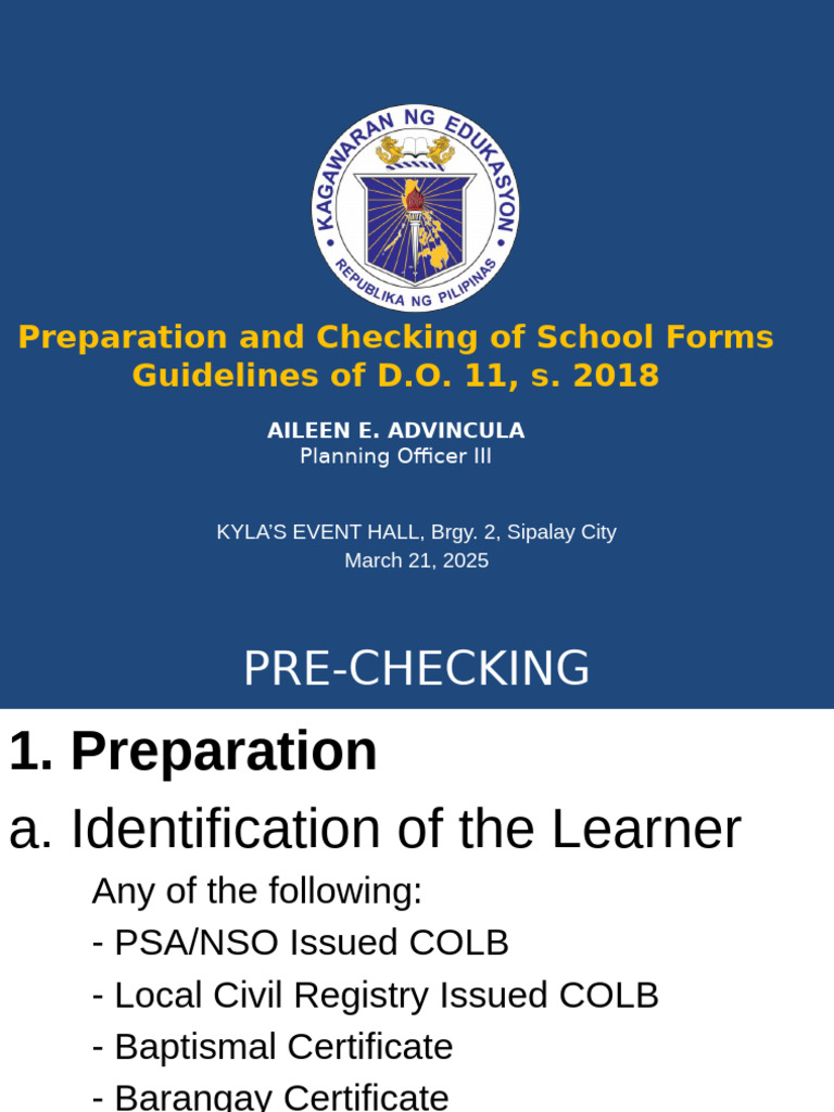 Preparation and Checking of School Forms SY2024 2025 | PDF