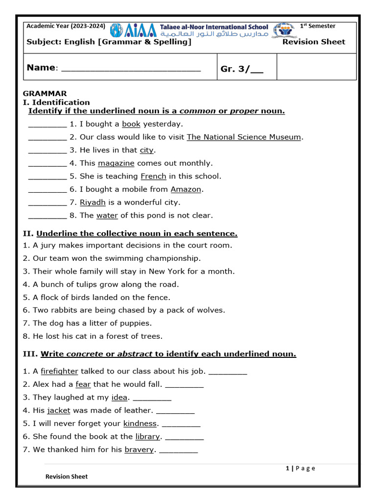 Grade 3 Grammar and Spelling Review | PDF | Linguistics | Linguistic ...