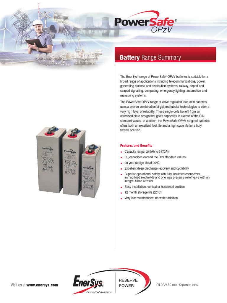 PowerSafe OPzV Range Summary (en-OPzV-RS-010 - Sep 16) | PDF | Vacuum ...