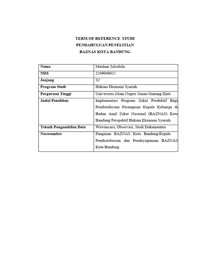 TOR Maulani Salsabila | PDF