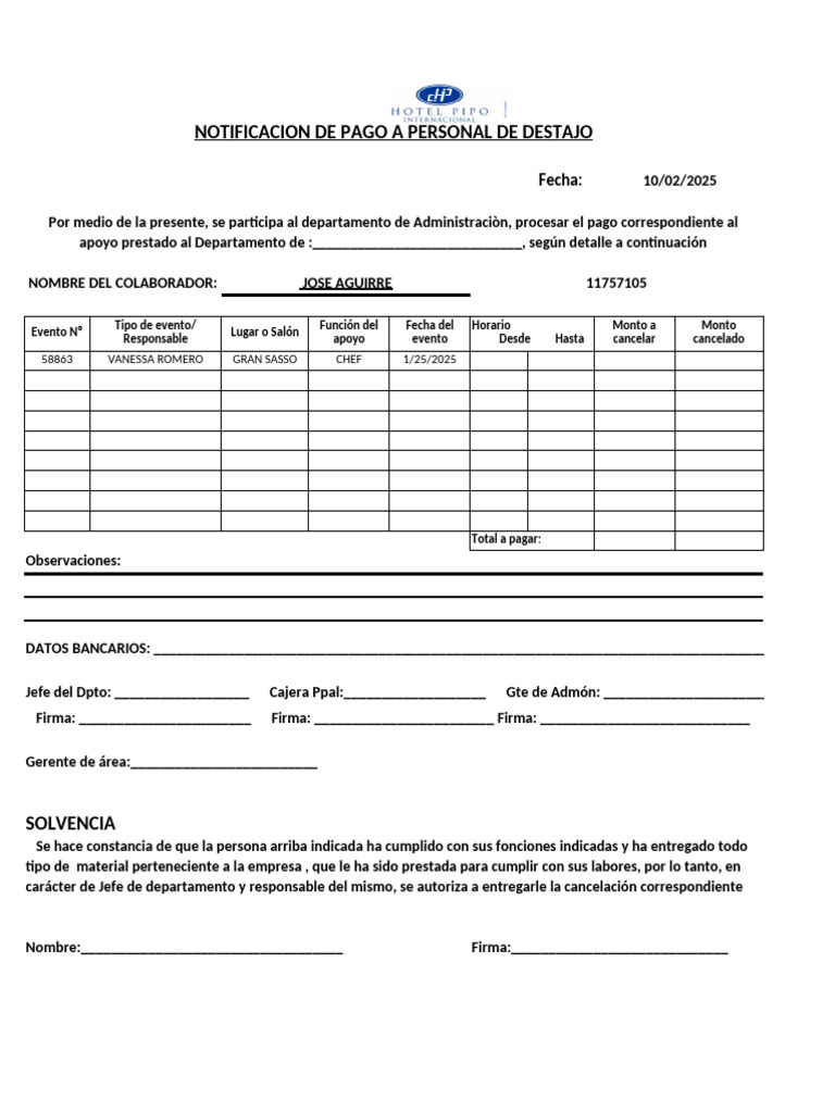 Pago A Personal A Destajo | PDF