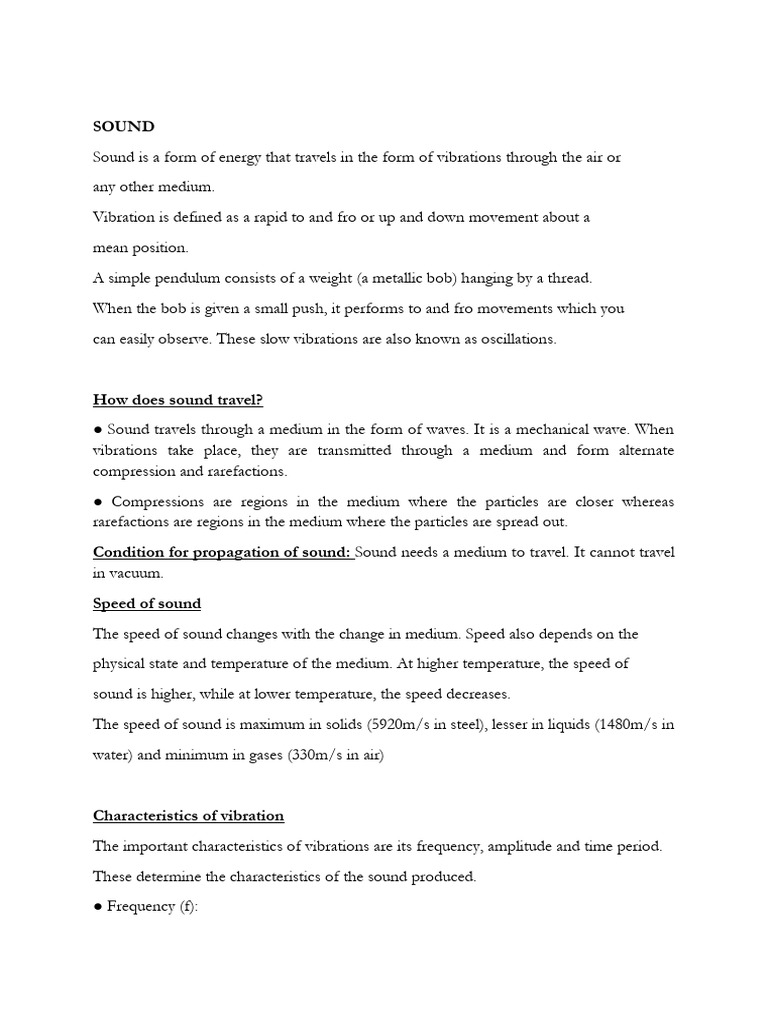 Grade 8 Physics Sound | PDF | Sound | Ear