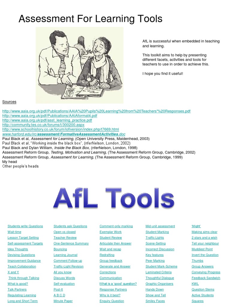 Assessment For Learning Activities 1 | PDF | Educational Assessment ...