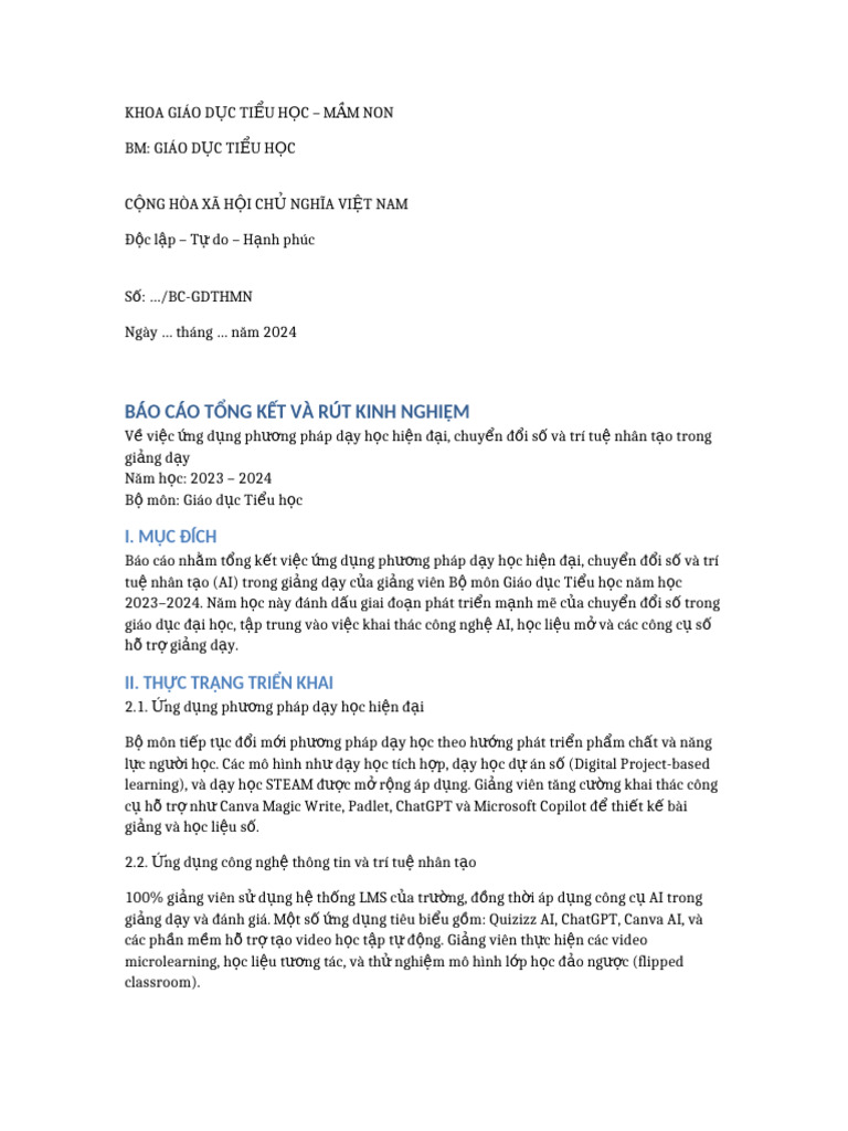 Bao Cao GDTH 2023 2024 | PDF