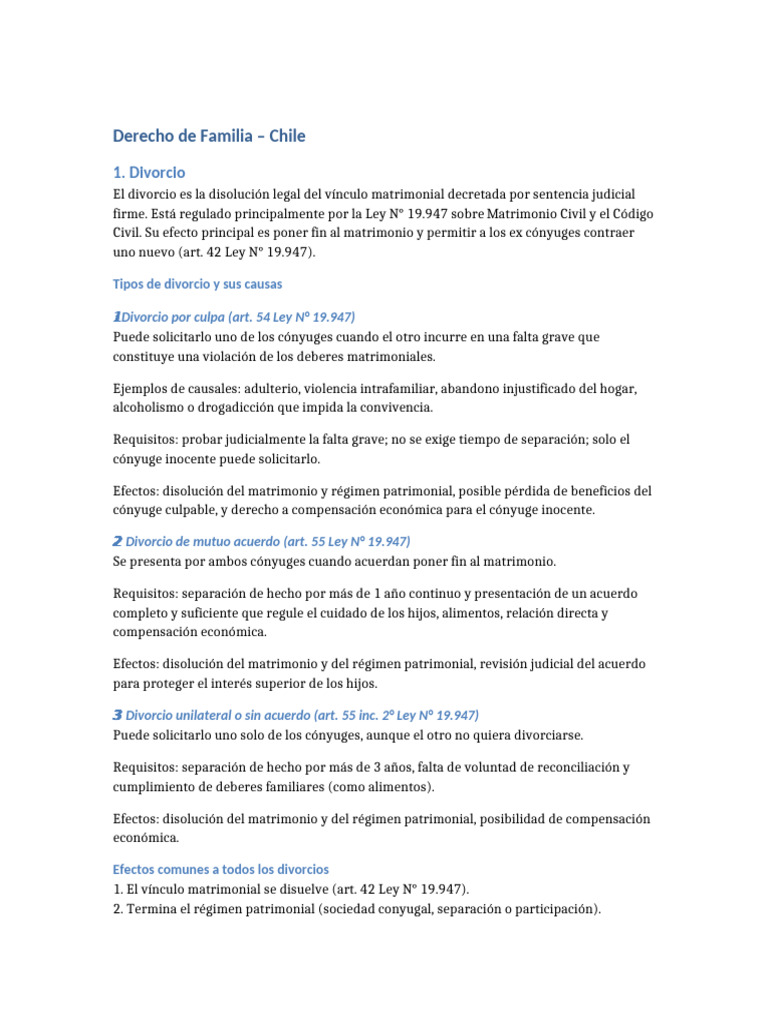 Tipos de Divorcio en Chile: Guía Legal | PDF | Divorcio | Instituciones ...