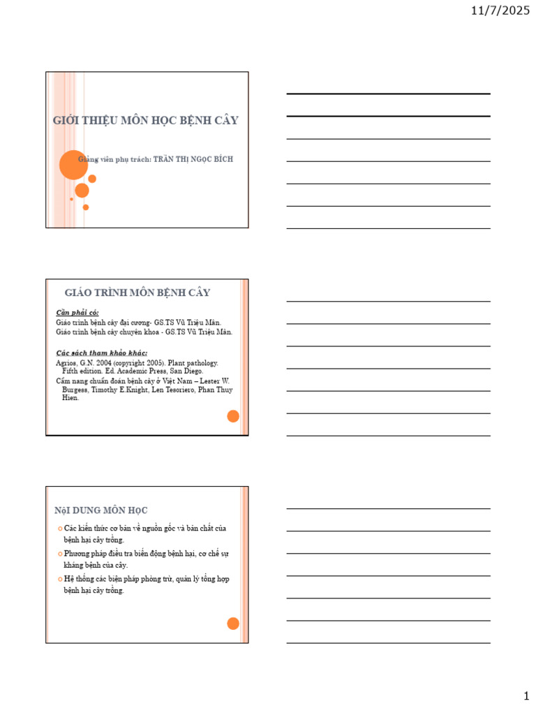 Gioi Thieu Mon Hoc Va Khai Niem Benh Cay | PDF