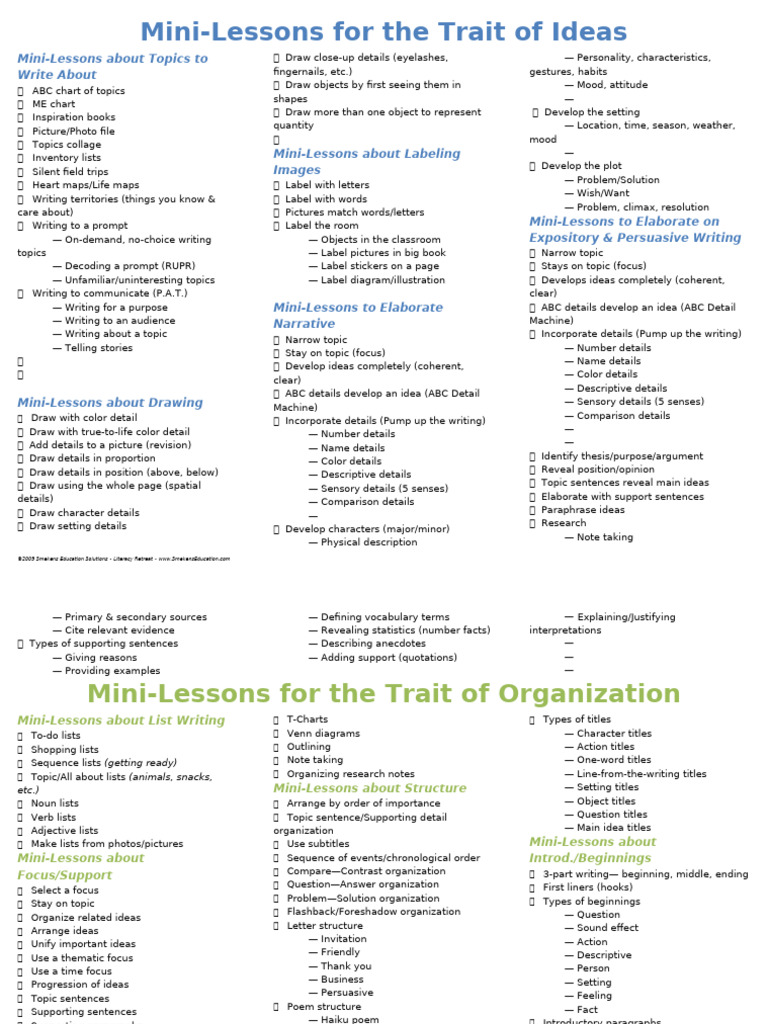 Mini Lesson Labels WORD VERSION Organizing Your Mini Lessons | PDF ...