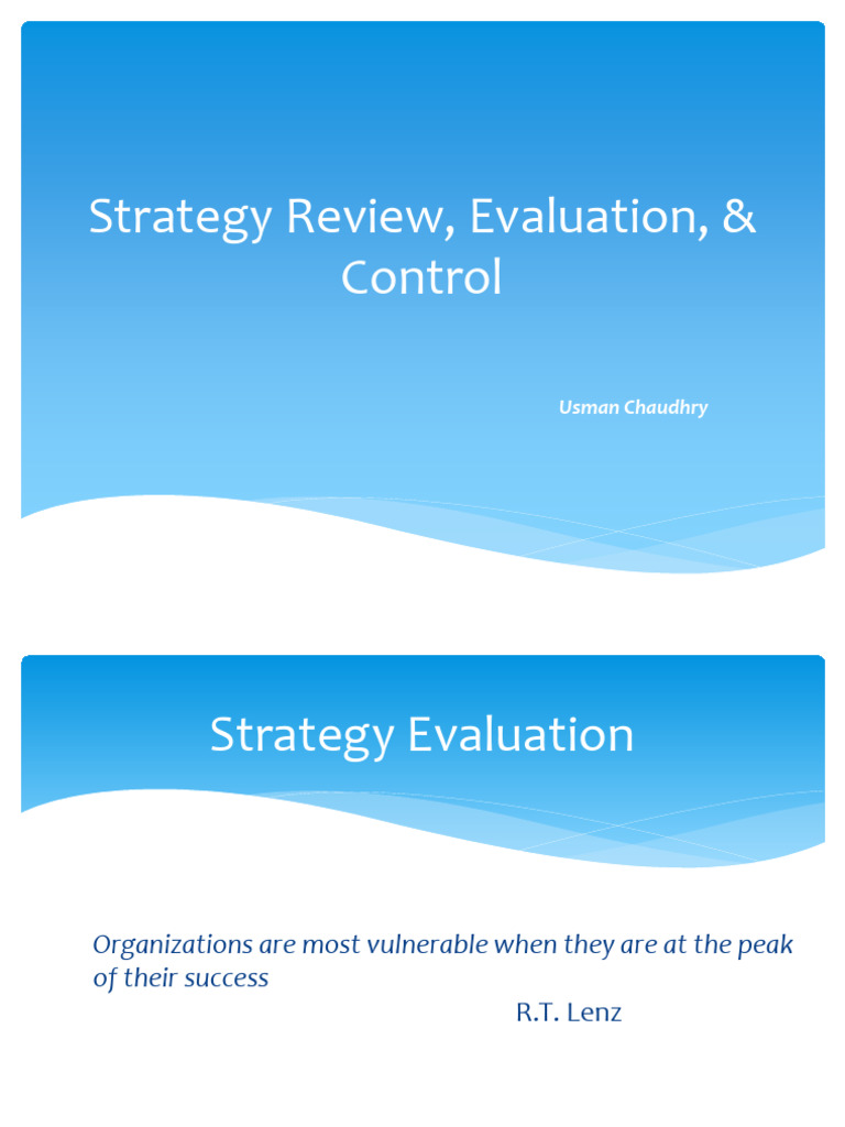 Strategy Review, Evaluation and Control | PDF | Evaluation | Business