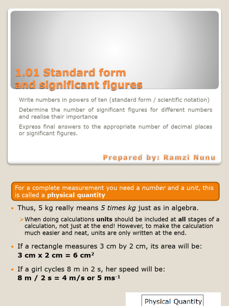 Standard Form and Significant Figures Guide | PDF | Weight | Weighing Scale