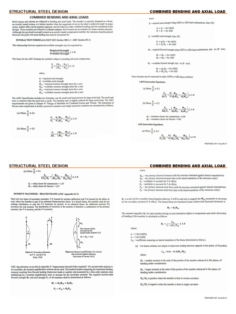 Combined Bending and Axial Load | PDF