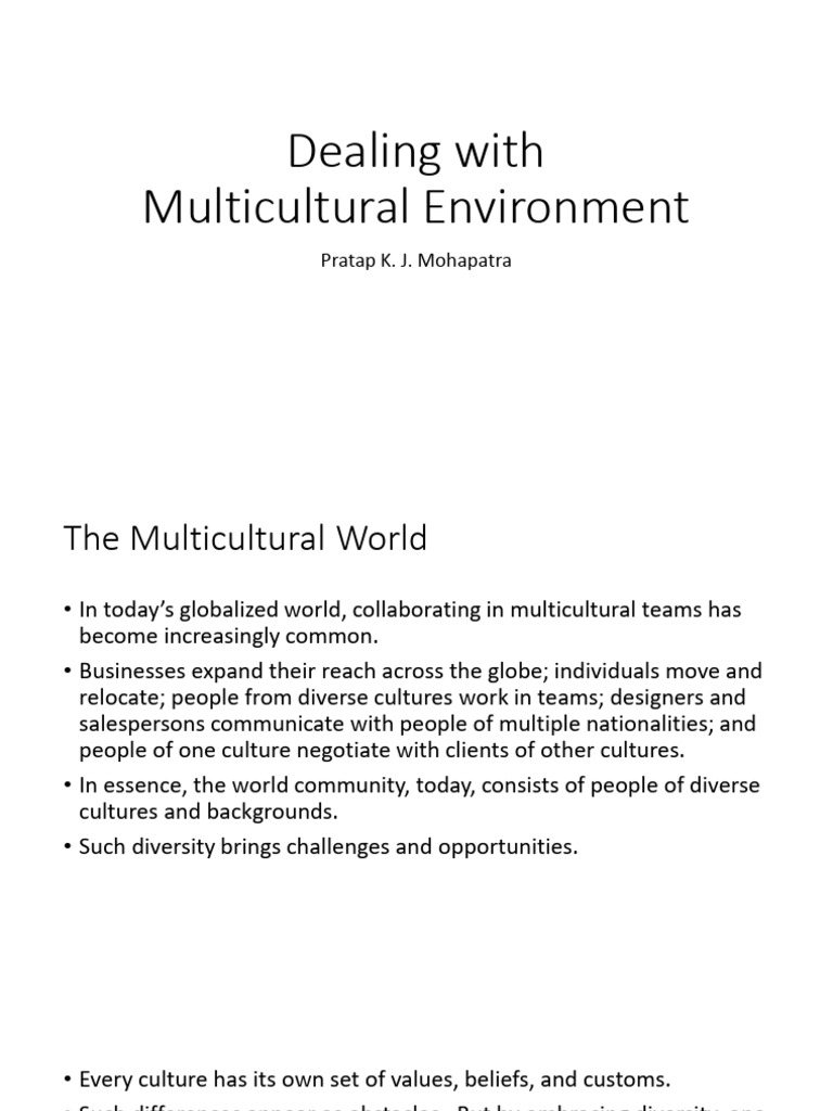 LECTURE 20 - Multi-Cultural Environment | PDF | Communication | Mindset